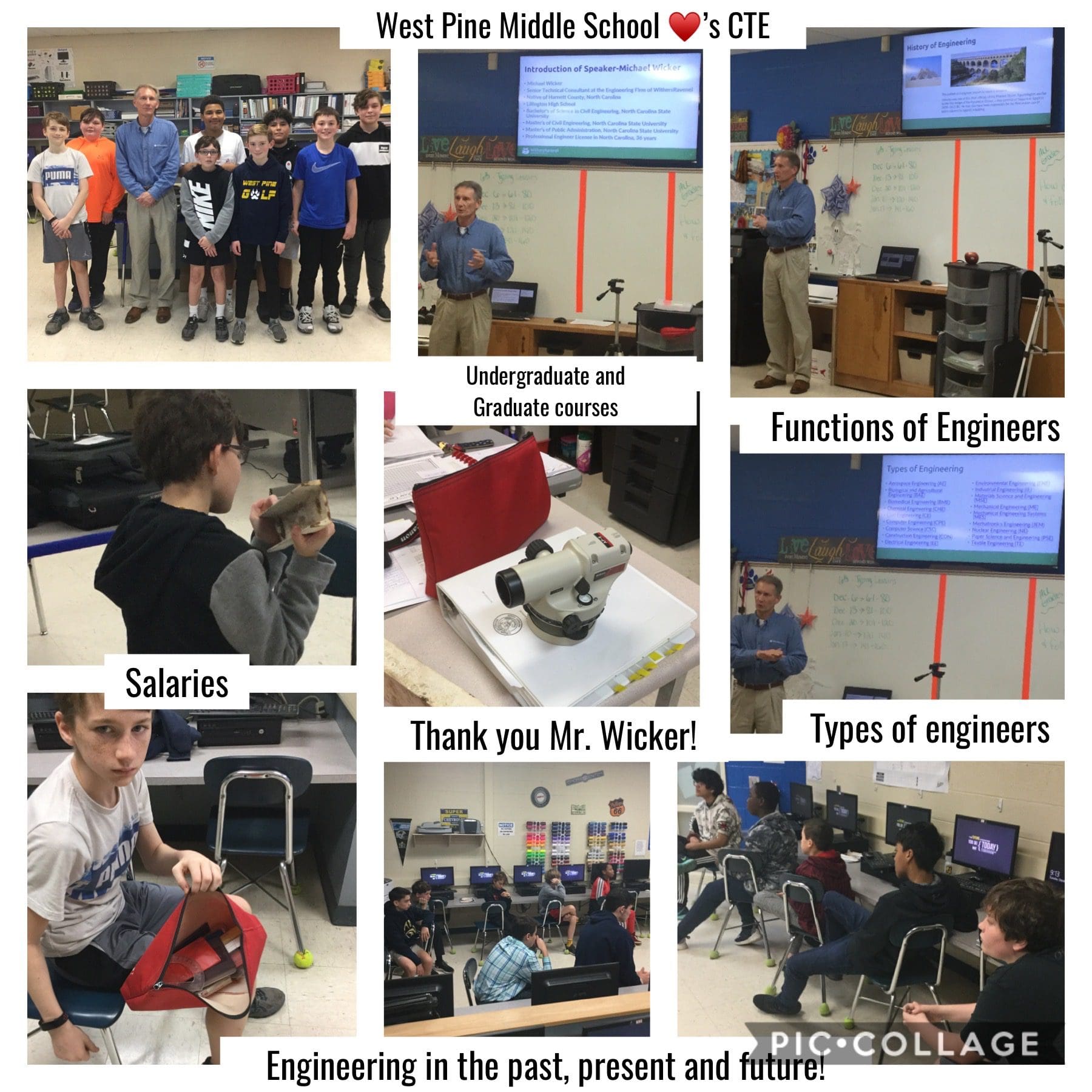 Michael Wicker talks to middle schoolers about engineering - WithersRavenel